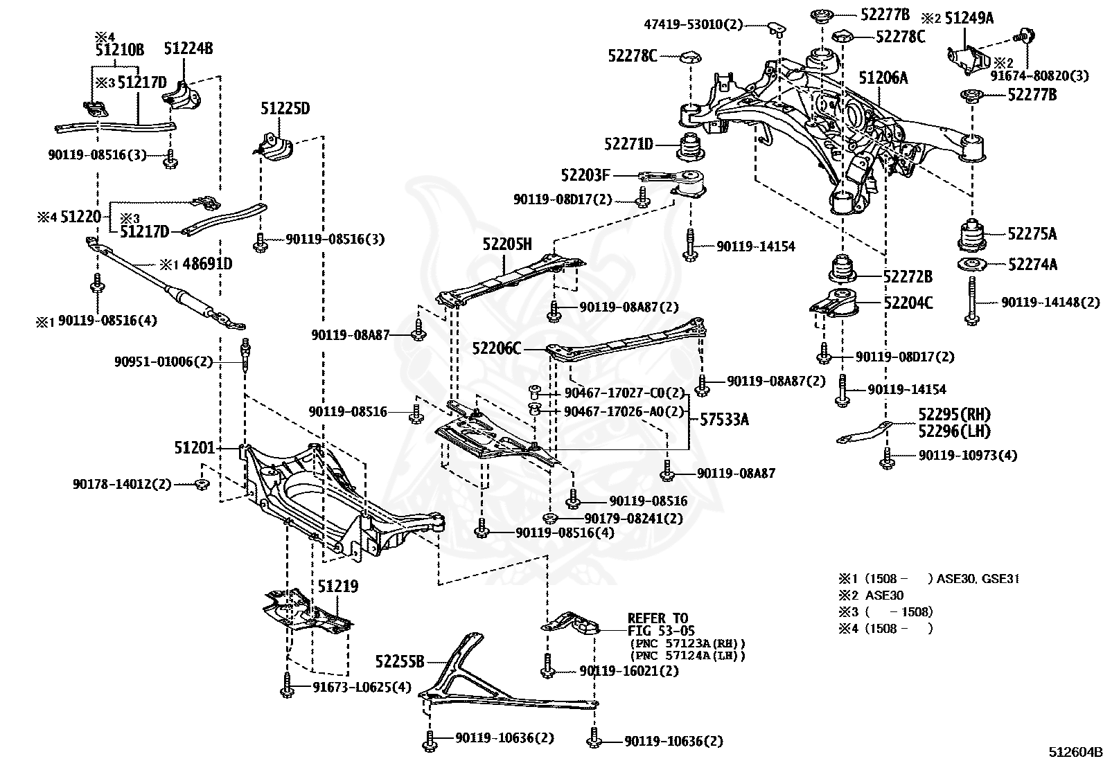 51201-30140 - Lexus - Crossmember Sub-assy, Front Suspension - Nengun ...