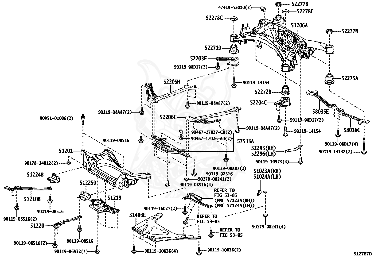 51201-30140 - Lexus - Crossmember Sub-assy, Front Suspension - Nengun ...