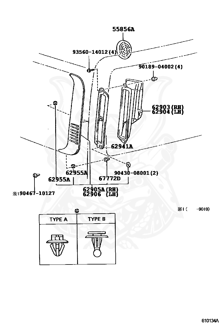 62955-20020 - Toyota - Retainer, Quarter Vent Louver - Nengun Performance