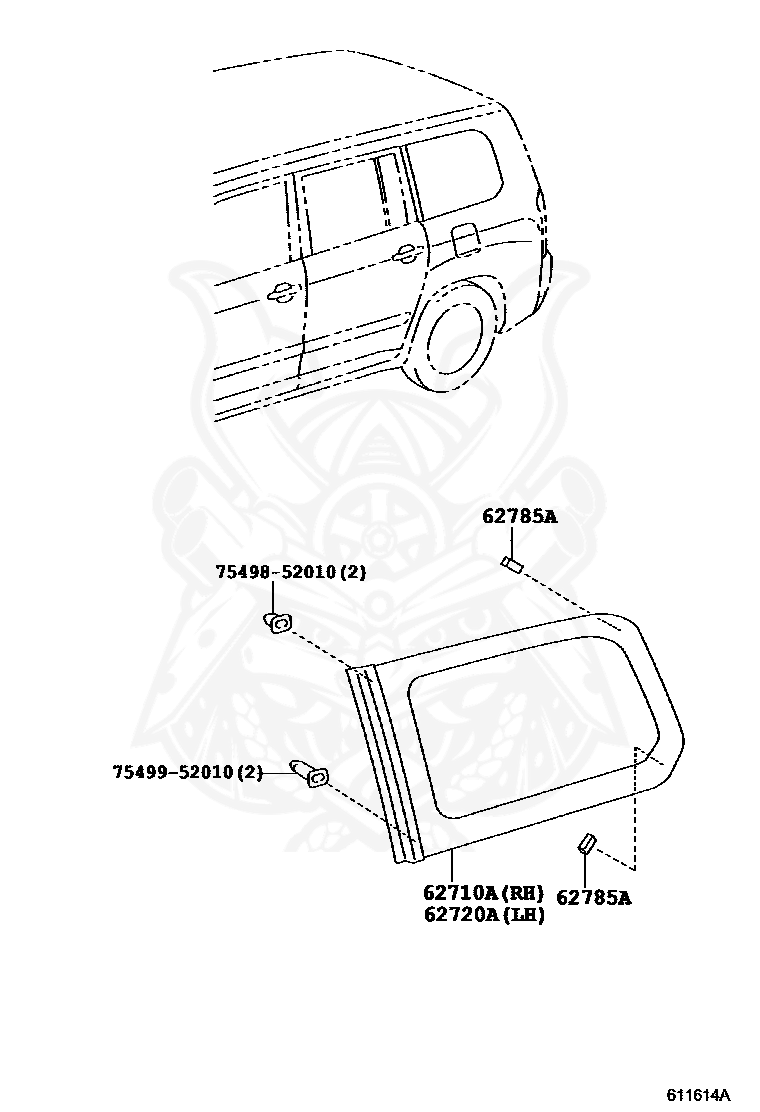62785-16030 - Toyota - Spacer, Quarter Window Glass - Nengun Performance