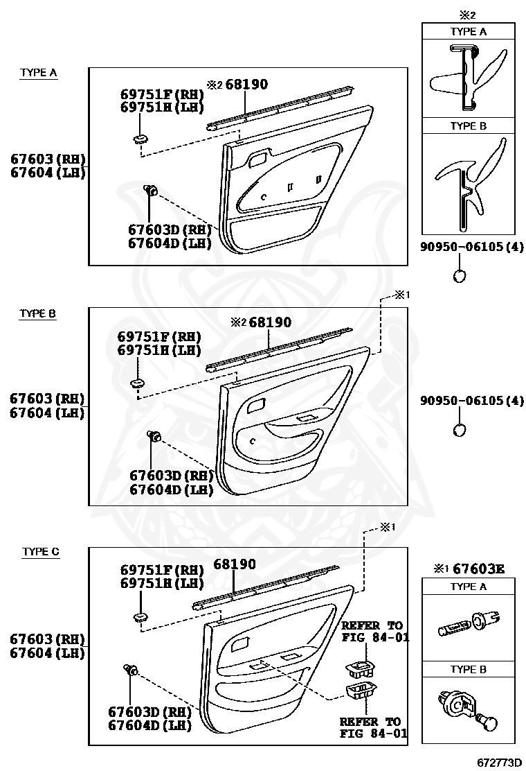 67771-12050 - Toyota - Retainer, Door Trim, Lh - Nengun Performance