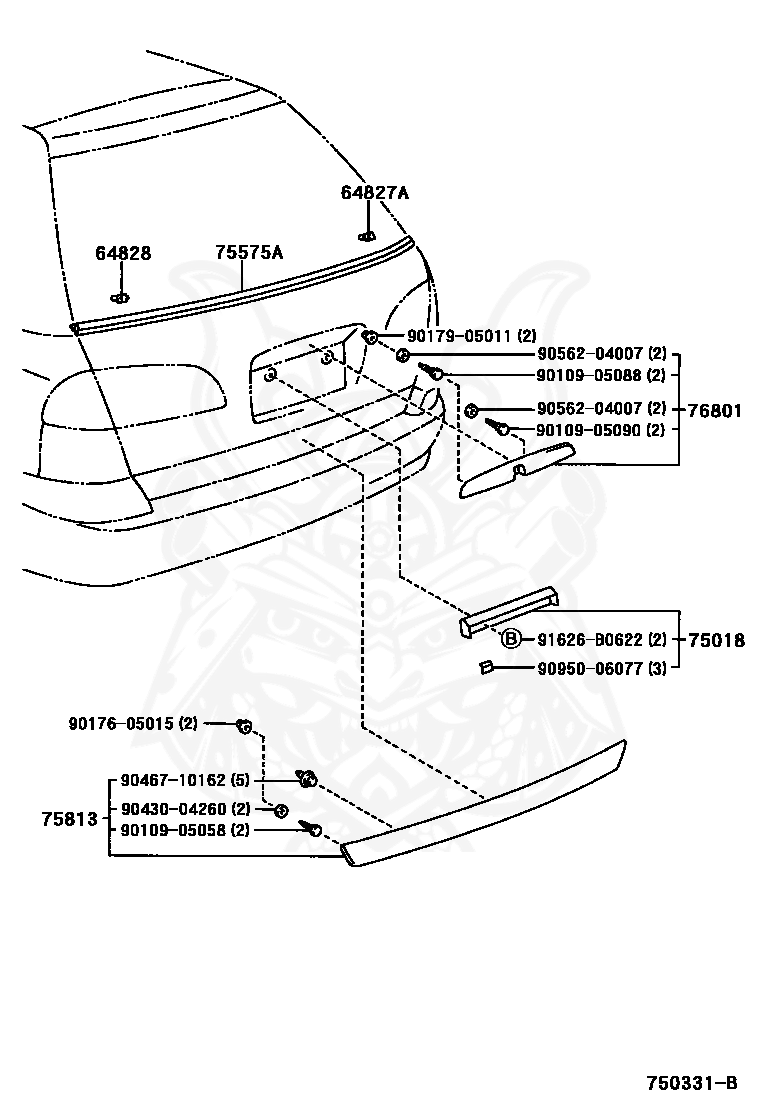 76801-21010-C0 - Toyota - Garnish Sub-assy, Back Door, Outside - Nengun ...