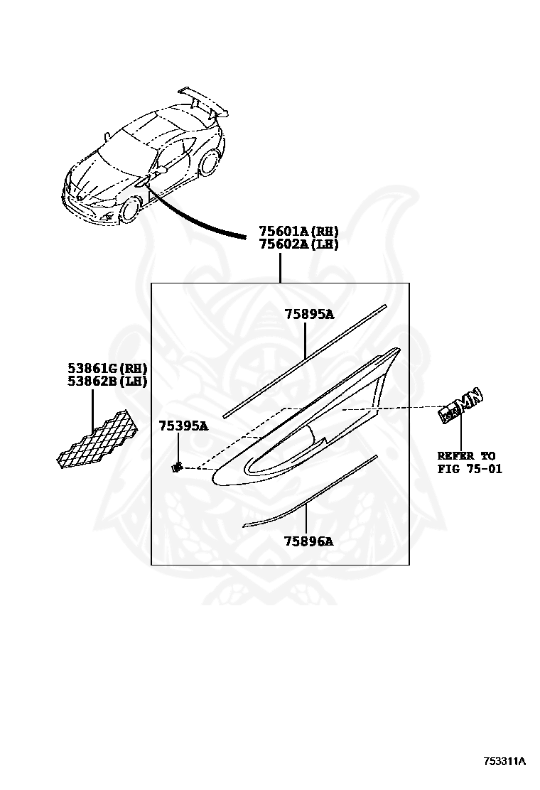 75041-18010 - Toyota - Moulding Sub-assy, Front Fender, Rh - Nengun ...