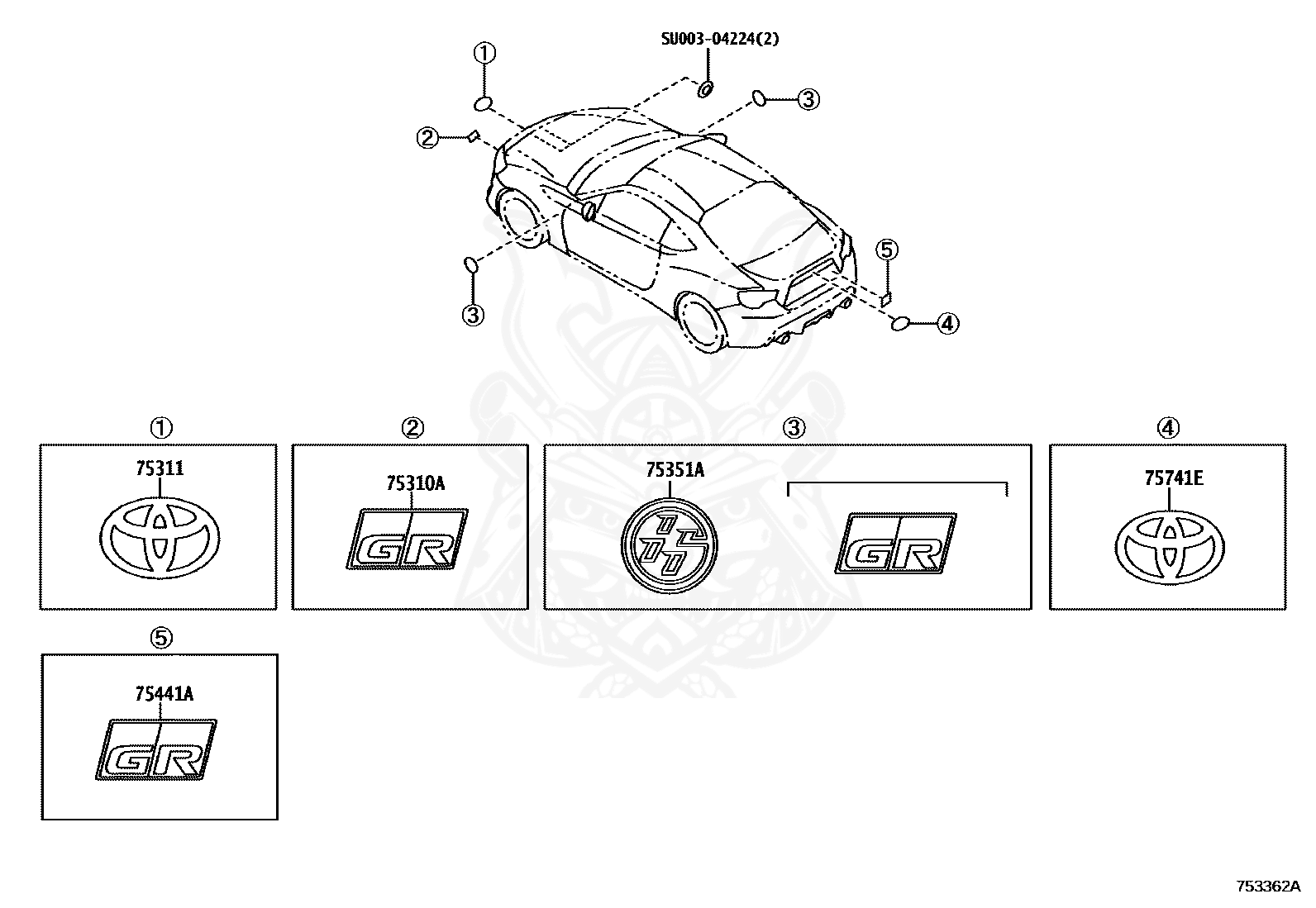 75430-18010 - Toyota - Plate, Luggage Compartment Door Name, No.1 ...