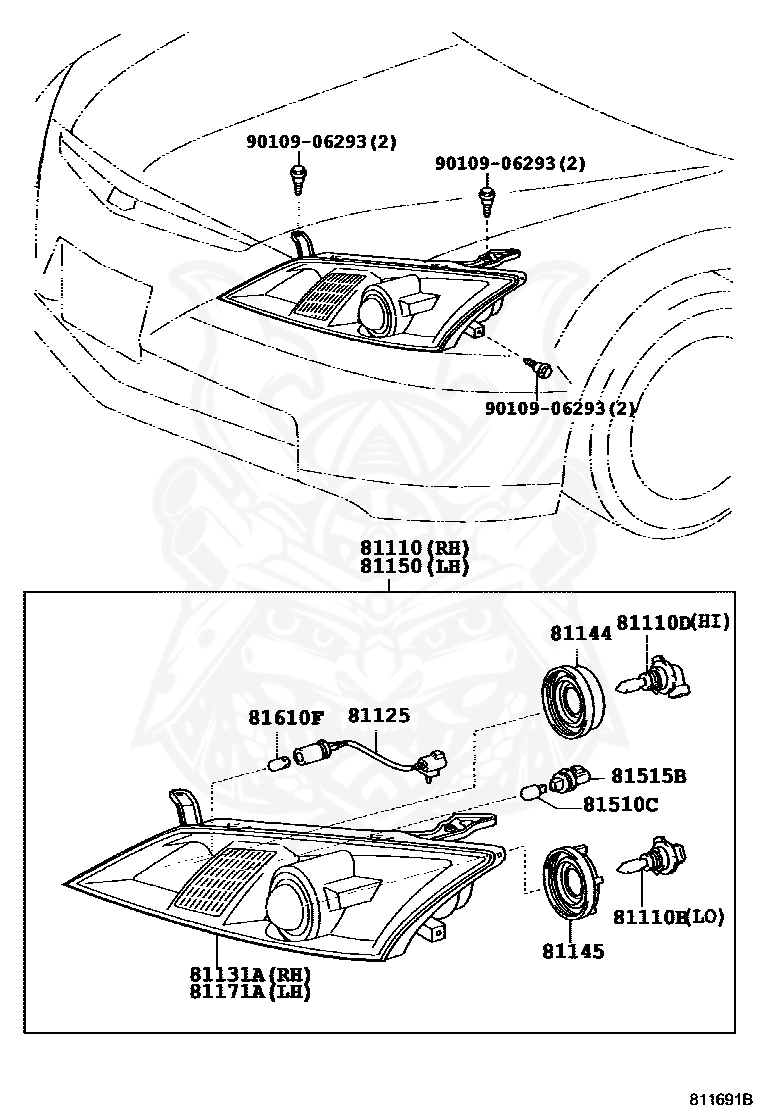 90981-13046 - Toyota - Bulb (for Headlamp, No. 1) - Nengun Performance