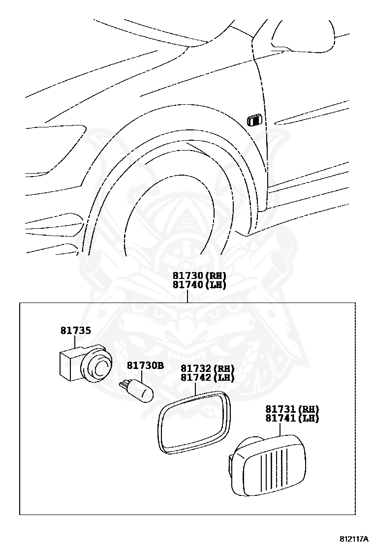 90075-99012 - Toyota - Socket And Wire, Side Turn Signal Lamp - Nengun ...