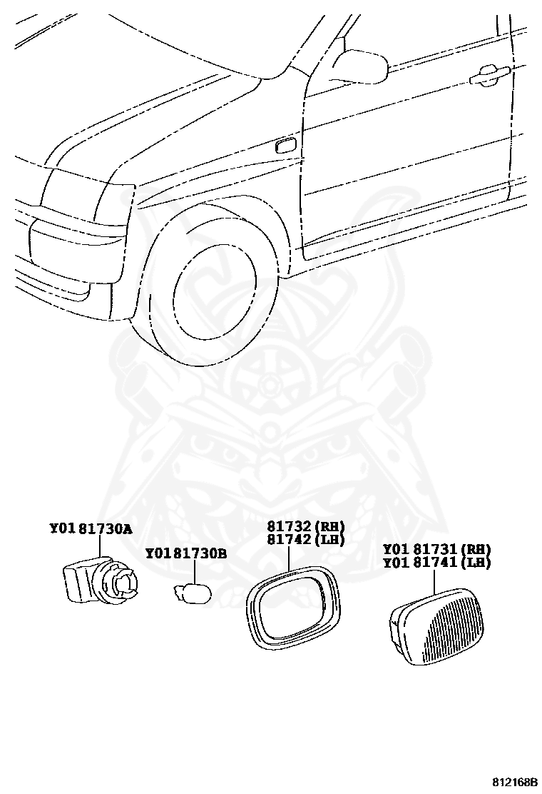 90075-99012 - Toyota - Socket And Wire, Side Turn Signal Lamp - Nengun ...