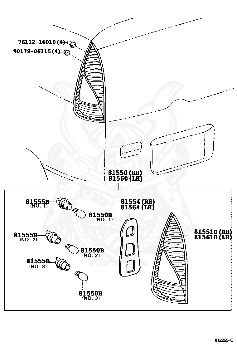 90981-13043 - Toyota - Bulb (for Front Turn Signal Lamp) - Nengun ...