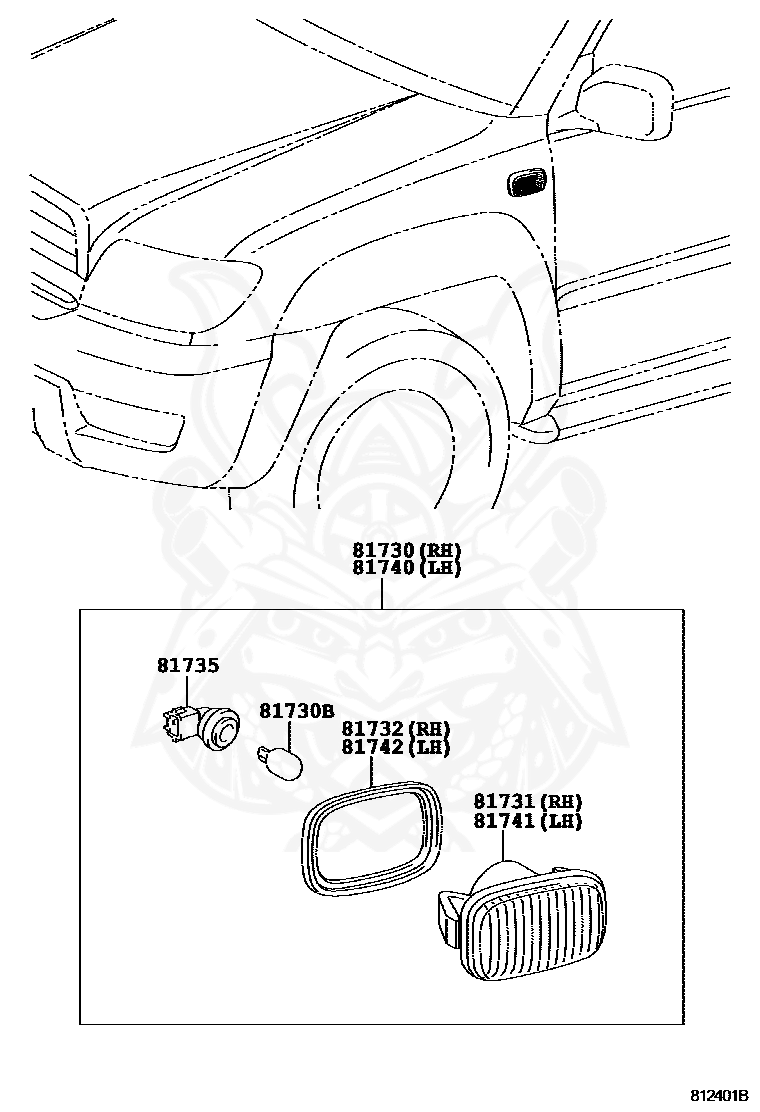 90075-99012 - Toyota - Socket And Wire, Side Turn Signal Lamp - Nengun ...