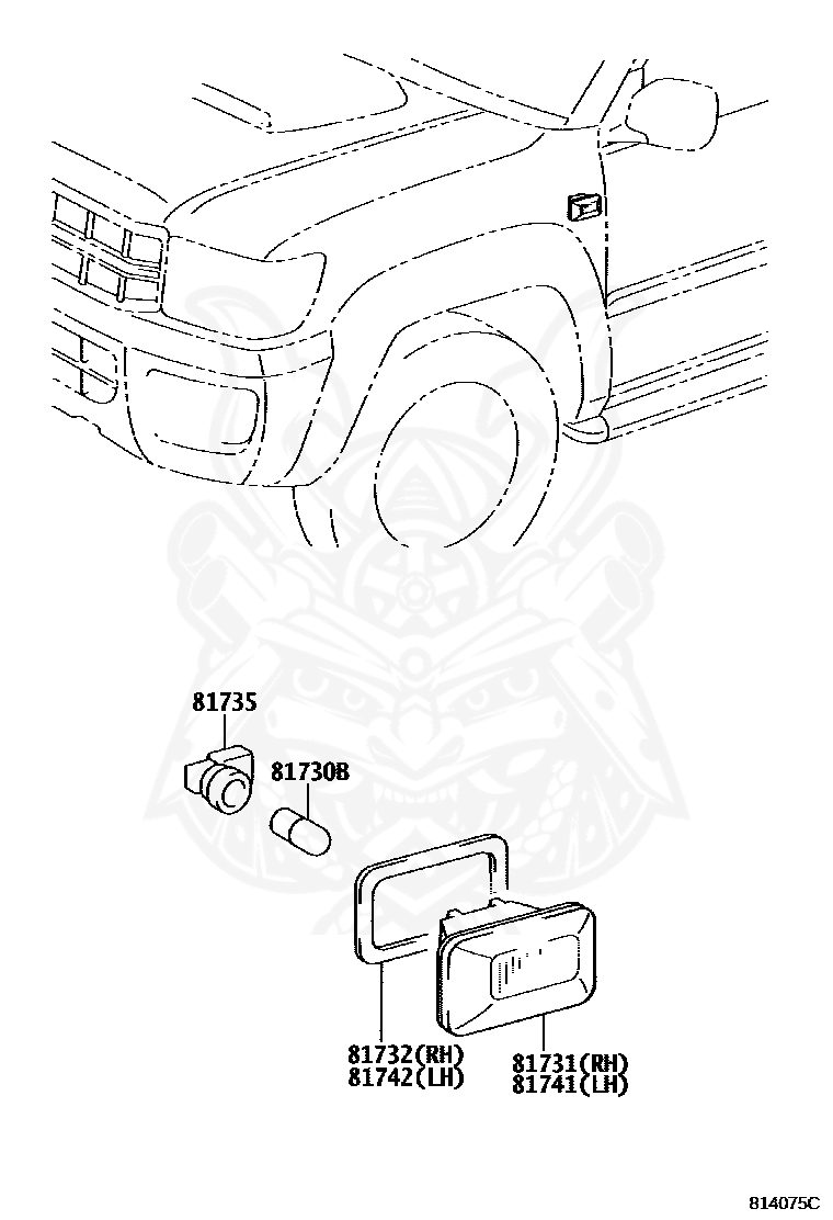 90075-99012 - Toyota - Socket And Wire, Side Turn Signal Lamp - Nengun ...