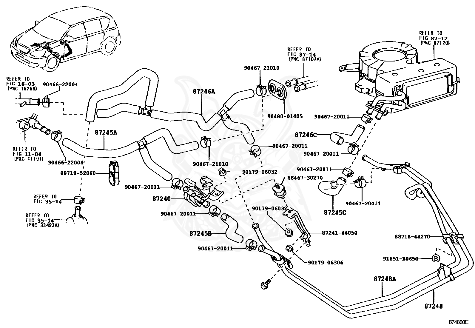 90467-20011 - Toyota - Clamp Or Clip (for Water By-pass Hose No.4 ...