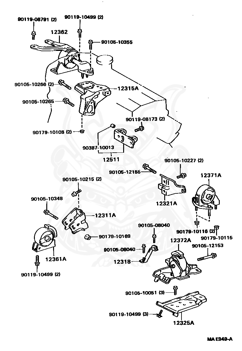12371-64210 - Toyota - Insulator, Engine Mounting, Rear - Nengun ...