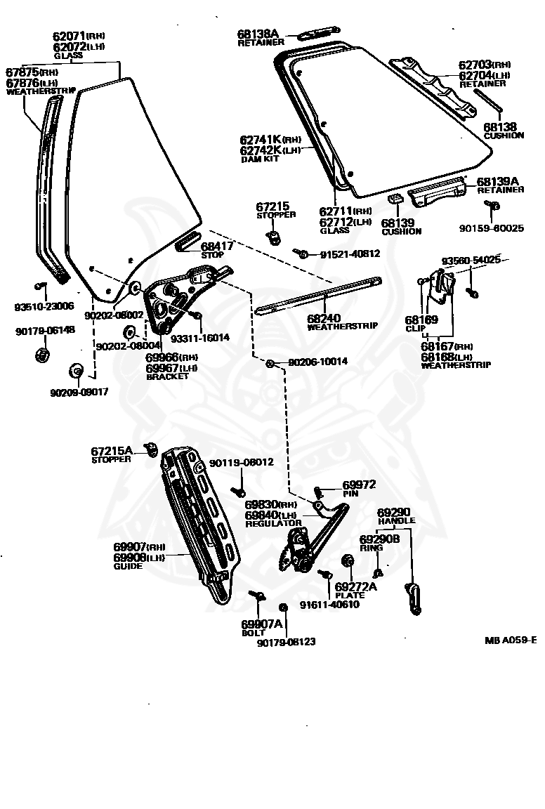 90520-01274 - Toyota - Ring, Shaft Snap (for The Front Door Window ...
