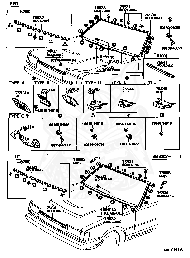 75545-30040 - Toyota - Clip, Windshield Moulding Set, No.1 - Nengun ...