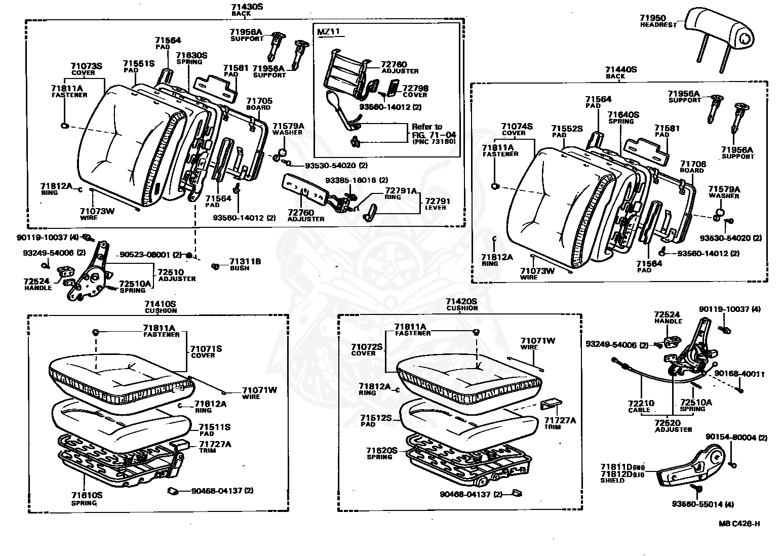 90520-01002 - Toyota - Ring, Shaft Snap (for Front Door Window ...