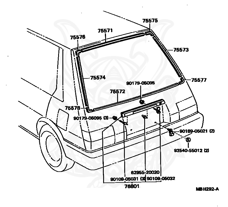 62955-20020 - Toyota - Retainer, Quarter Vent Louver - Nengun Performance