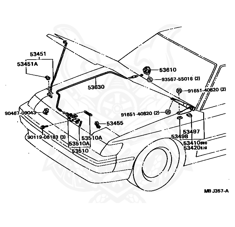 53455-20010 - Toyota - Clamp, Hood Support Rod - Nengun Performance