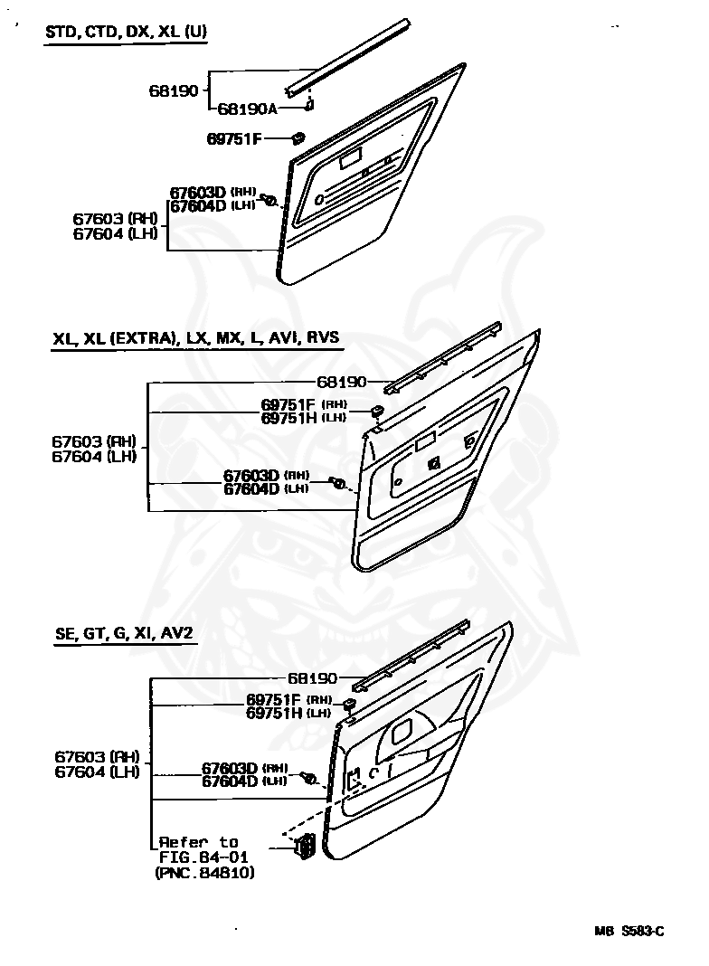 68211-10030 - Toyota - Clip (for Front Door Glass Outer Weather Strip ...