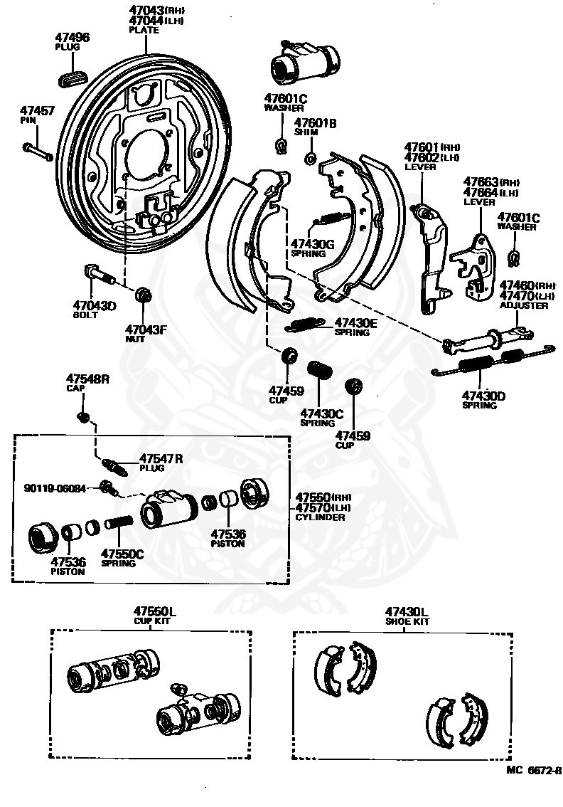 47447-20030 - Toyota - Pin, Shoe Hold Down Spring, No. 1 (for Parking ...