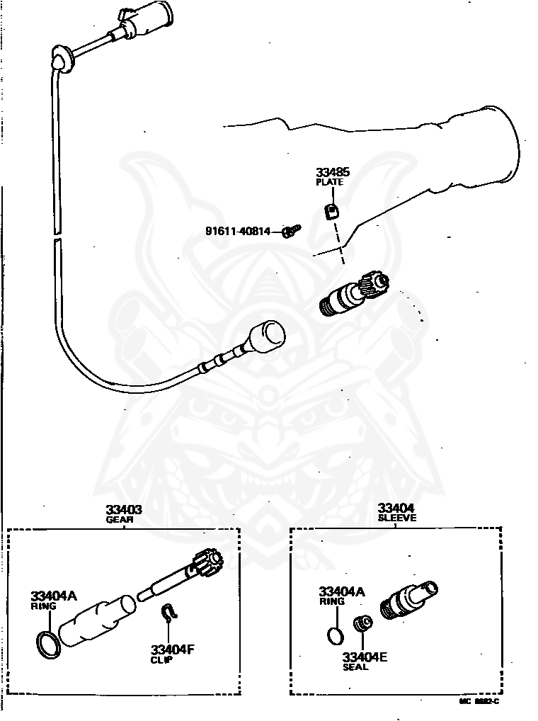 33404-30040 - Toyota - Sleeve Sub-assy, Speedometer Shaft (atm ...