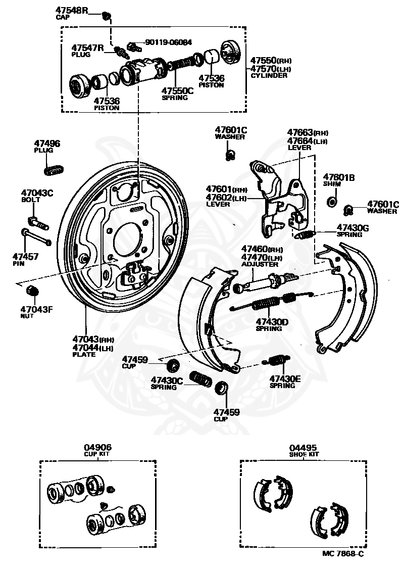 47447-20030 - Toyota - Pin, Shoe Hold Down Spring, No. 1 (for Parking ...