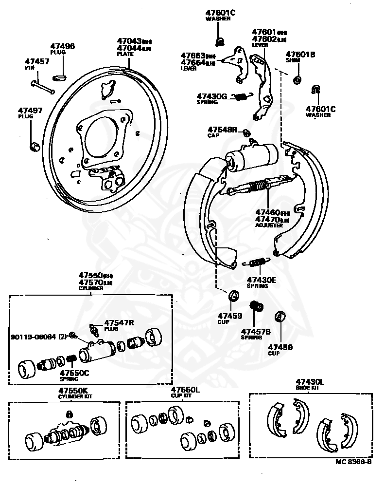 47449-30030 - Toyota - Cup, Shoe Hold Down Spring, No.1 (for Parking ...