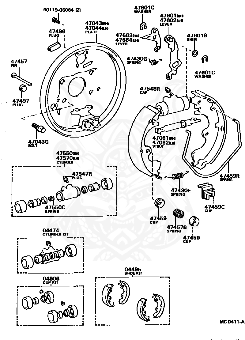 Genuine Toyota 47602-22020 Parking Brake Shoe Lever Brake System fta.com.tr
