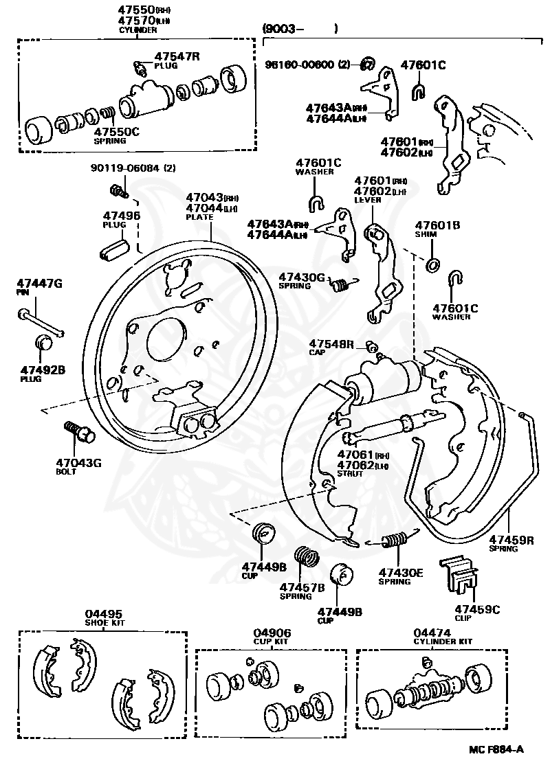 47449-30030 - Toyota - Cup, Shoe Hold Down Spring, No.1 (for Parking ...
