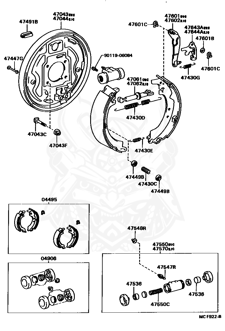 47447-20030 - Toyota - Pin, Shoe Hold Down Spring, No. 1 (for Parking ...