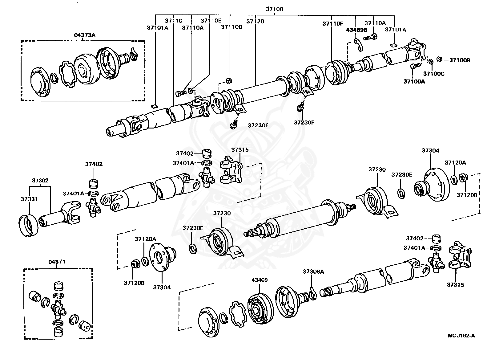 37230-20121 - Toyota - Bearing Assy, Center Support, No.1 - Nengun ...