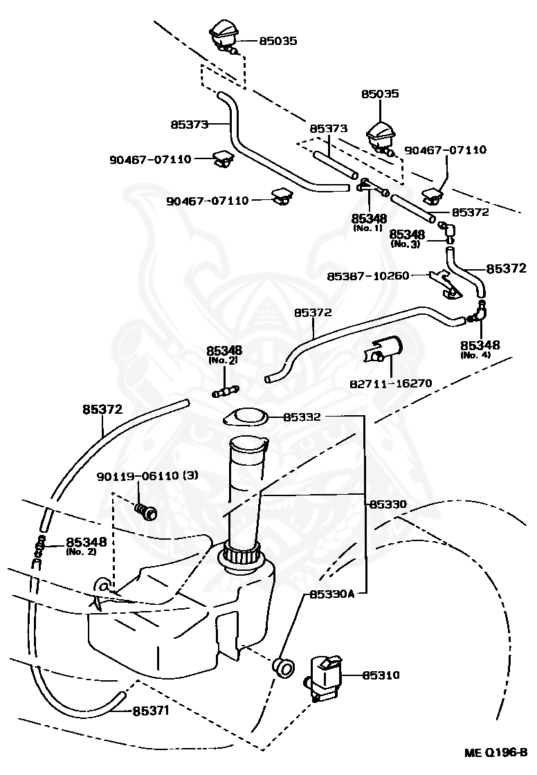 85349-89122 - Toyota - Joint, Windshield Washer Hose, No.1 - Nengun ...