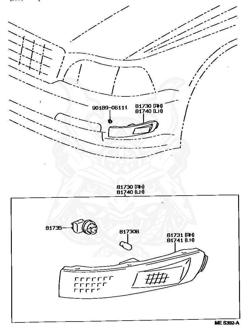 90075-99012 - Toyota - Socket And Wire, Side Turn Signal Lamp - Nengun ...