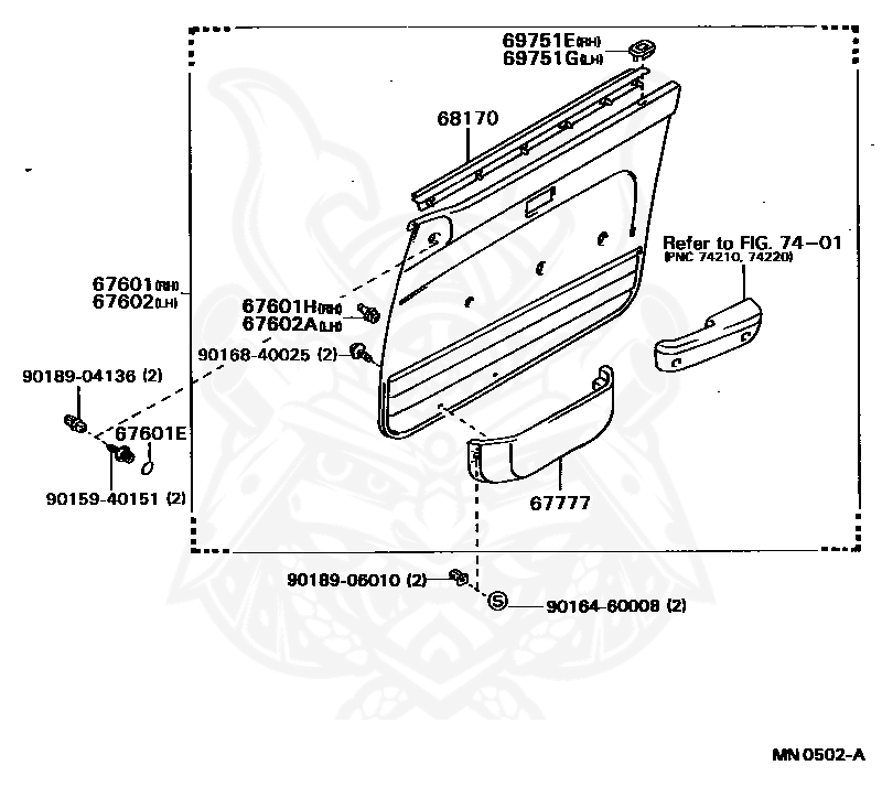 67771-12050 - Toyota - Retainer, Door Trim, Lh - Nengun Performance
