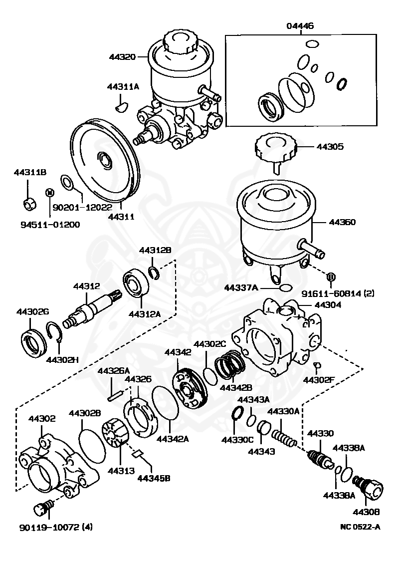 44305-22040 - Toyota - Cap Sub-assy, Vane Pump Oil Reservoir - Nengun ...