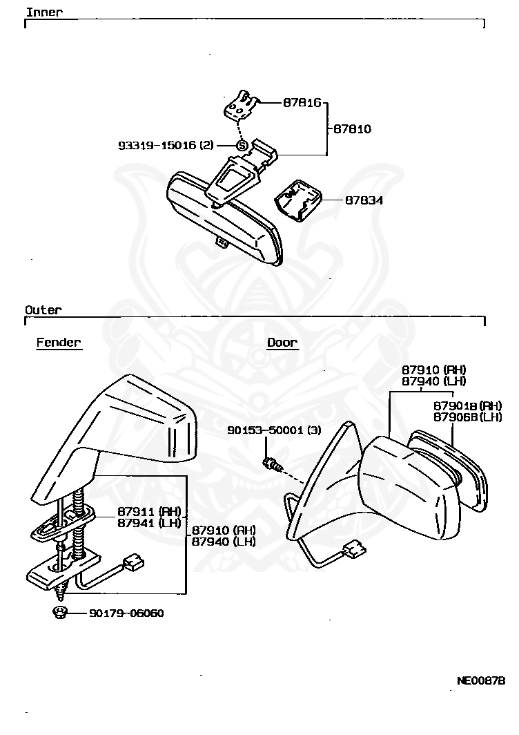 74372-30030 - Toyota - Spring, Inner Rear View Mirror - Nengun Performance