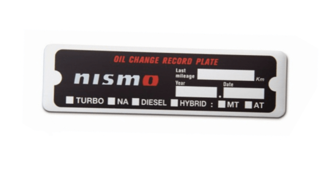 Nismo - Oil Change Record Plate - Nengun Performance