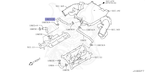 11823-EY01B - Nissan - BLOW BY HOSE ASSEMBLY, A - Nengun Performance