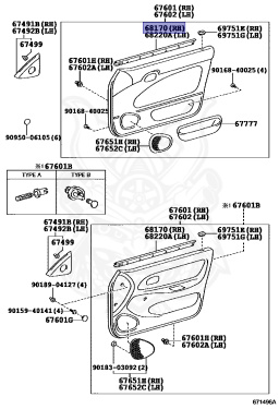 68171-12160 - Toyota - FRONT DOOR GLASS INNER WEATHERSTRIP ASSY ...