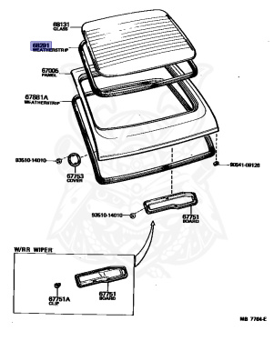 68291-10020 - Toyota - BACK DOOR GLASS WEATHERSTRIP - Nengun Performance