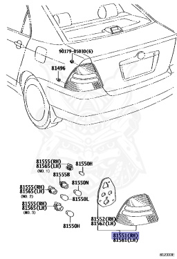 81551-1E250 - Toyota - REAR COMBINATION LAMP LENS, RH - Nengun Performance