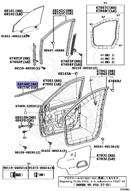 68160-52120 - Toyota - FRONT DOOR GLASS OUTER WEATHERSTRIP ASSY, RH ...