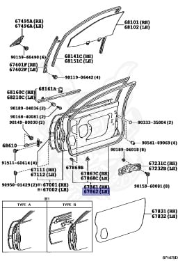 67862-12780 - Toyota - FRONT DOOR WEATHERSTRIP, LH - Nengun Performance