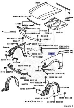 53812-1E800 - Toyota - FRONT FENDER SUB-ASSY, LH - Nengun Performance