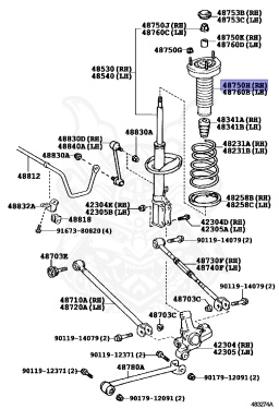48750-33130 - Toyota - REAR SUSPENSION SUPPORT ASSY, RH - Nengun ...