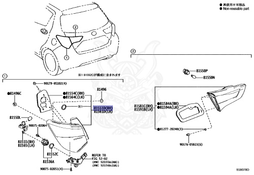 81551-52D21 - Toyota - REAR COMBINATION LAMP LENS & BODY, RH - Nengun ...
