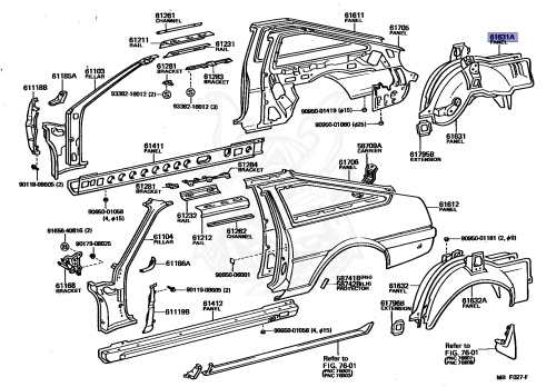 61631-12908 - Toyota - QUARTER WHEEL HOUSE, OUTER PANEL, RH - Nengun ...