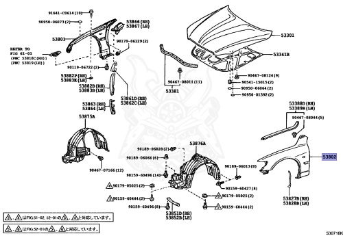 53802-53040 - Toyota - FRONT FENDER SUB-ASSY, LH - Nengun Performance