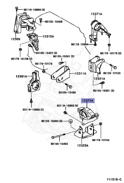12372-22020 - Toyota - Insulator, Engine Mounting, Lh (for Transverse ...