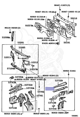 53736-22060 - Toyota - MEMBER, FRONT APRON TO COWL SIDE, LOWER LH ...