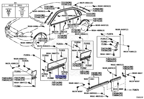 75735-30172-B1 - Toyota - Moulding, Front Door Outside, Lower Rh ...